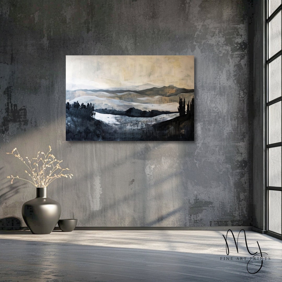 Cartel imprimible de la cabaña moderna, arte del paisaje, núcleo de la ...