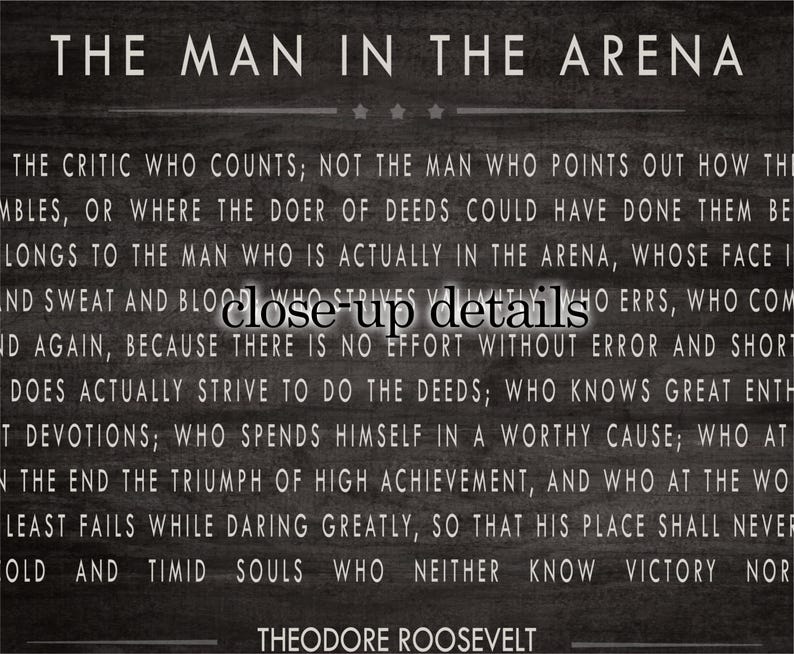 The Man in the Arena Sign, Large Framed Canvas Art, Theodore Roosevelt ...