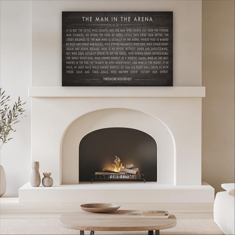 The Man in the Arena Sign, Large Framed Canvas Art, Theodore Roosevelt ...