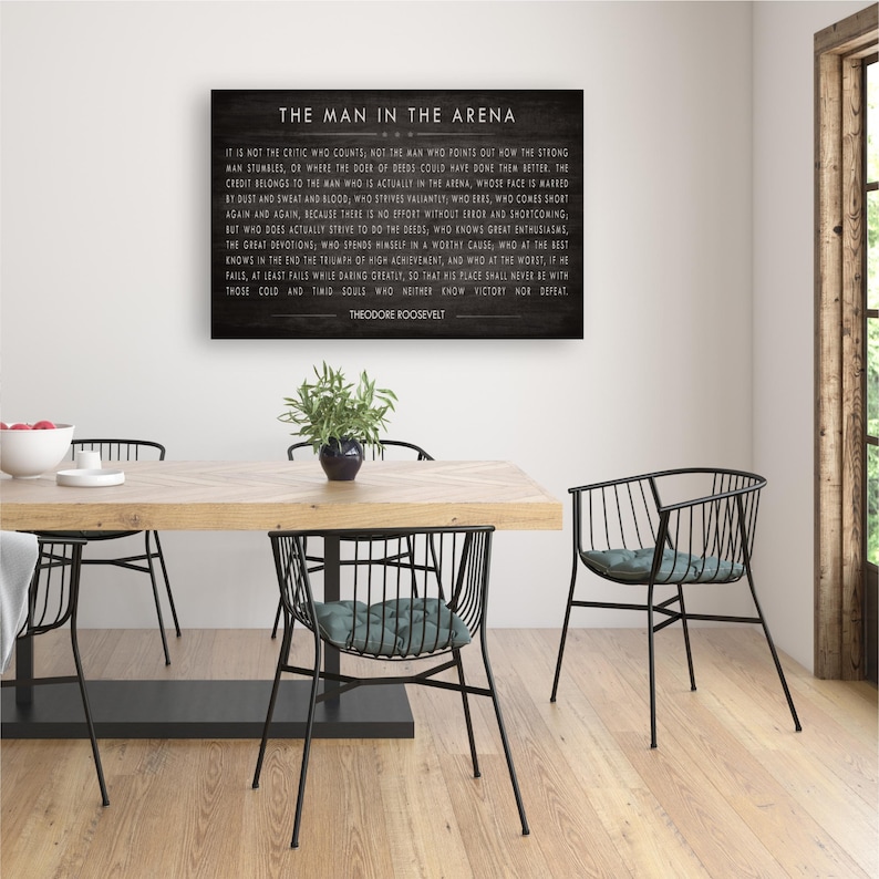 The Man in the Arena Sign, Large Framed Canvas Art, Theodore Roosevelt ...