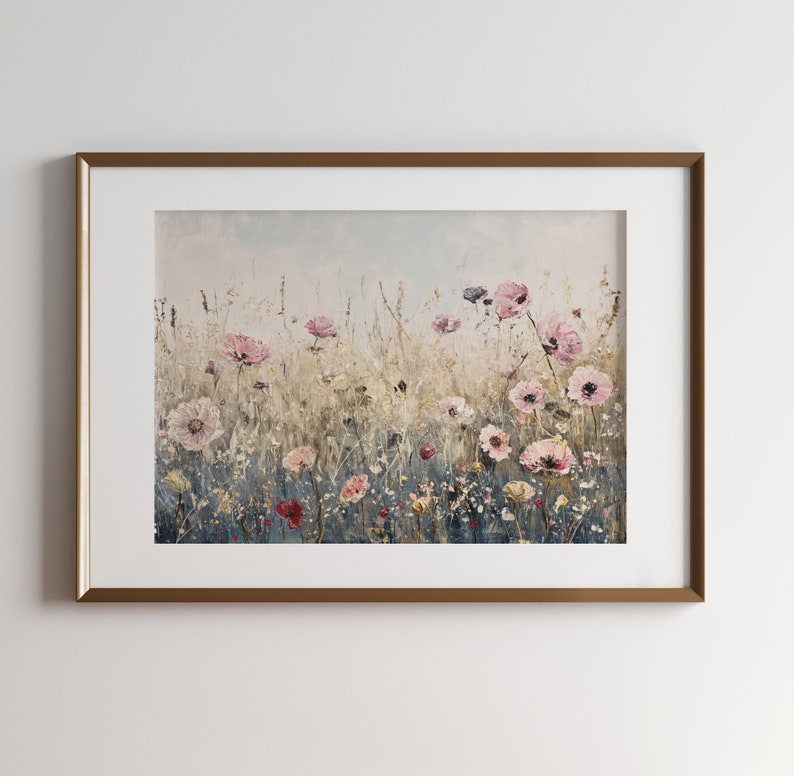 Wildflowers Landscape Printable Art, Spring Decor Country Fields ...