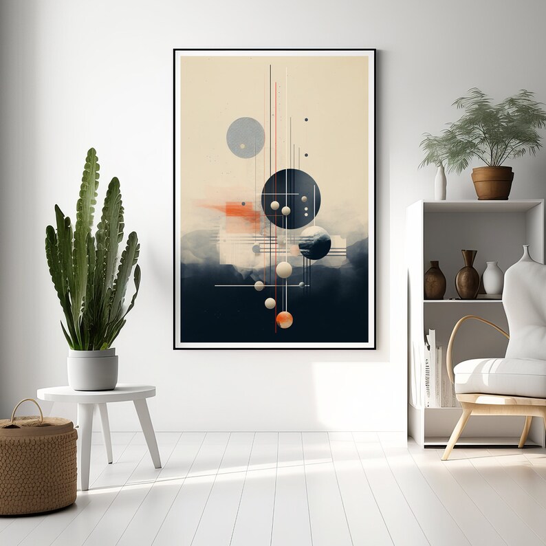 Geometric Shape Printable Pastel Poster Abstract Planet Room Decoration ...