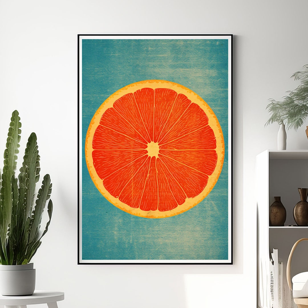 Geometric Shape Printable Orange Pastel Poster Food Kitchen Room ...