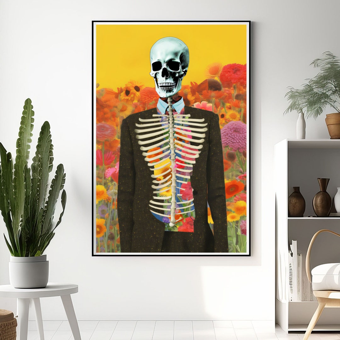 Skeleton Printable Digital Art Download Abstract Poster Wall Skull ...
