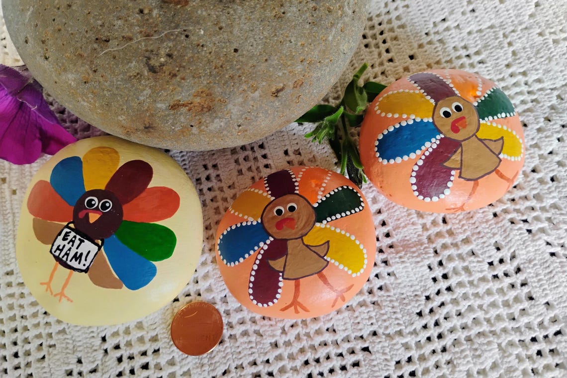 Thanksgiving Turkey Painted Rocks - Etsy