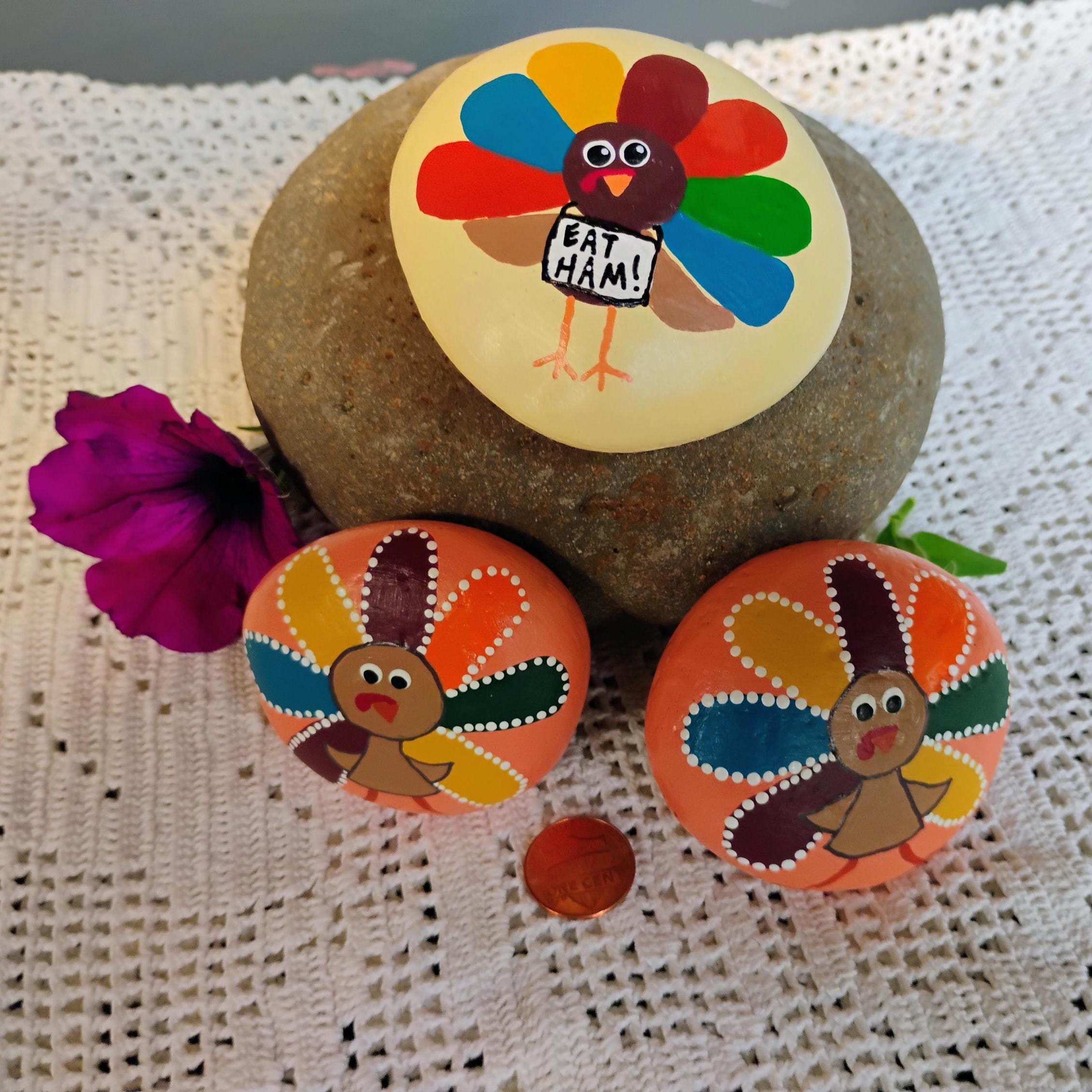 Thanksgiving Turkey Painted Rocks - Etsy