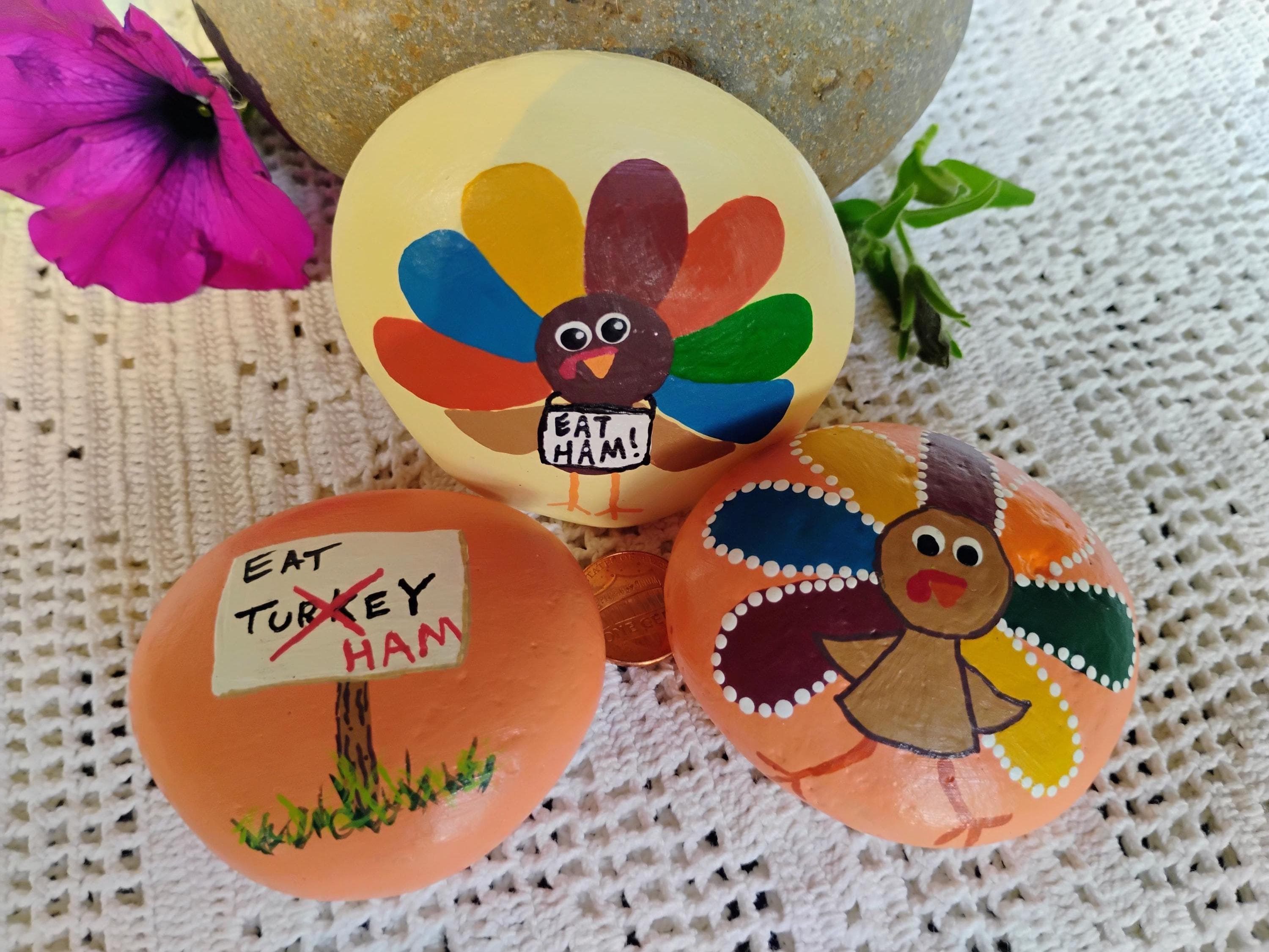 Thanksgiving Turkey Painted Rocks - Etsy