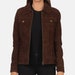 Chic Mocha Brown Suede Jacket Oversized Leather Trucker Coat Women's ...
