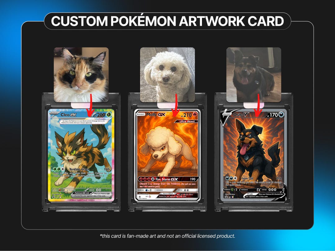 Custom Pet Pokemon Card, Pet as Pokemon, Personalized Dog Cat Gift, Pet ...