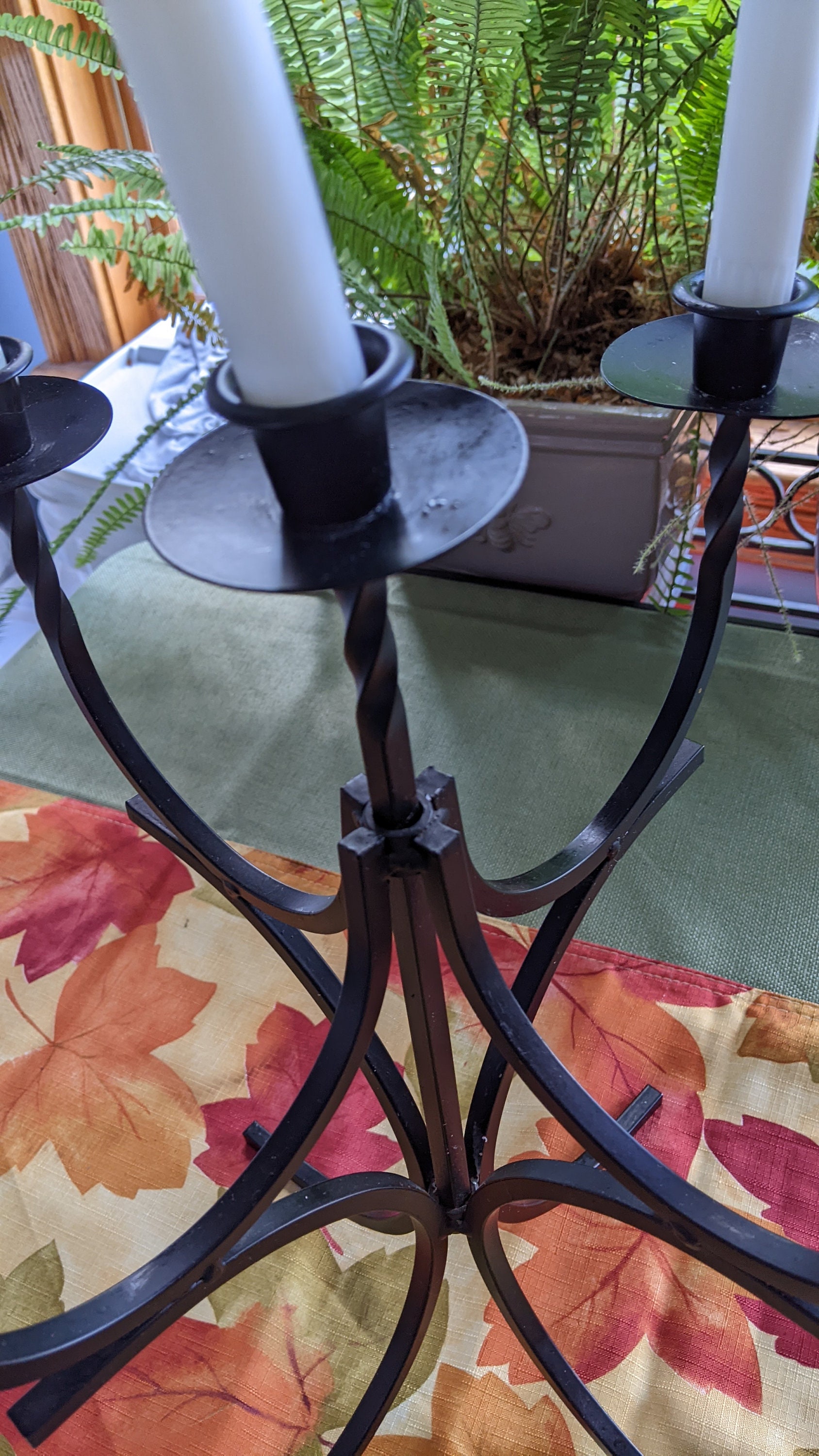 Black Wrought Iron Tabletop Candelabra, Rustic, Holds Five Candles ...