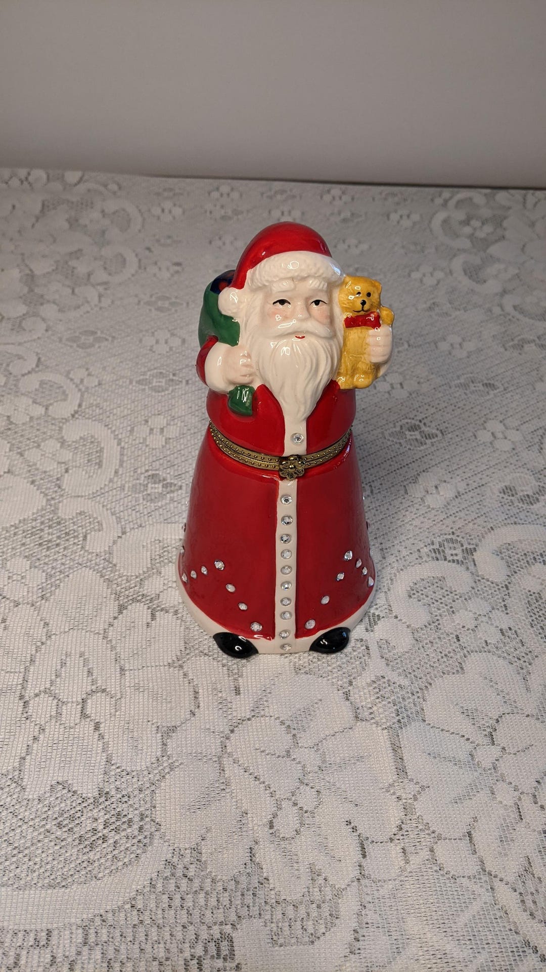 Santa Christmas Music Box "jingle Bells" Hand Painted Porcelain - Etsy