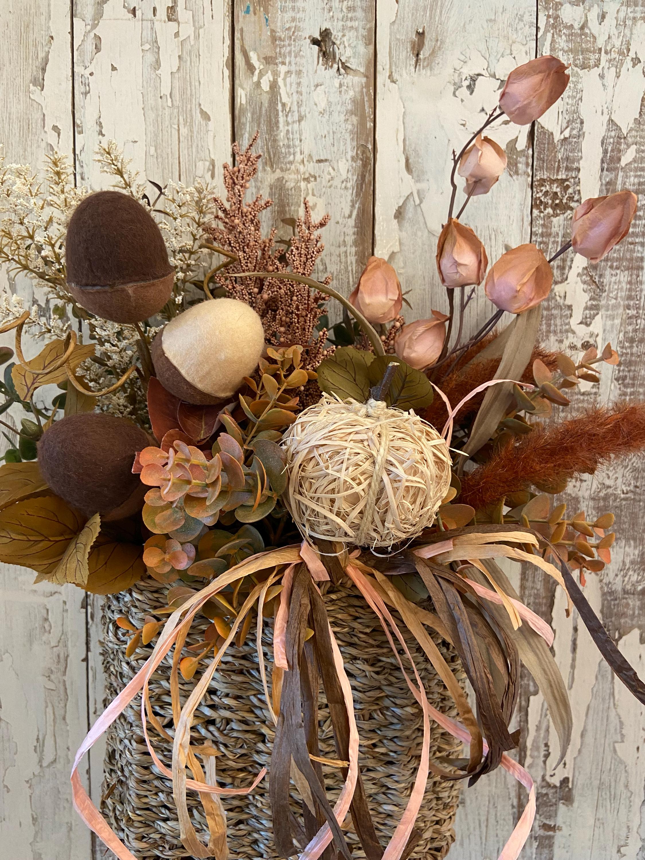 Rustic Fall Floral Basket: Farmhouse Autumn Door Decor - Etsy