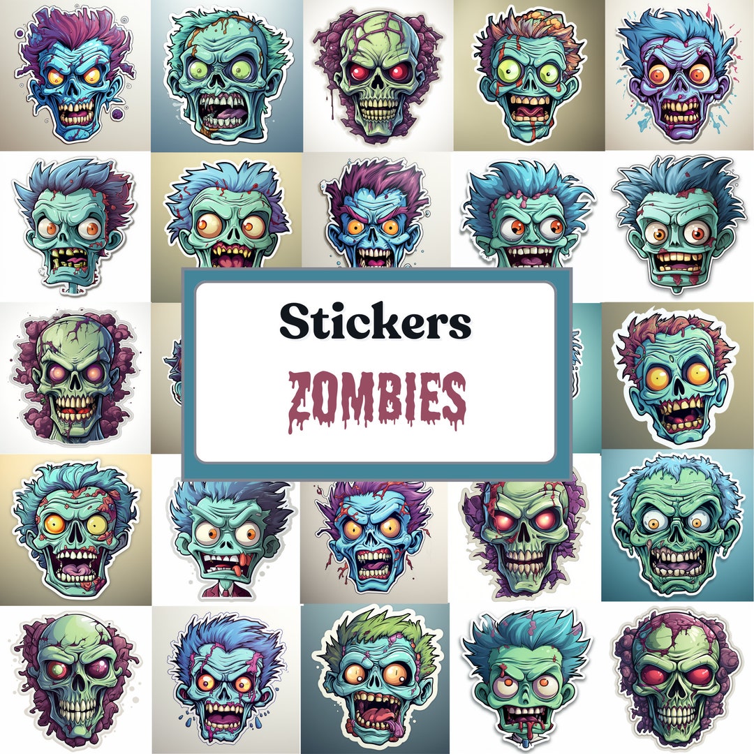 Digital Printable Halloween Zombie Stickers : Horror, Funny - Etsy