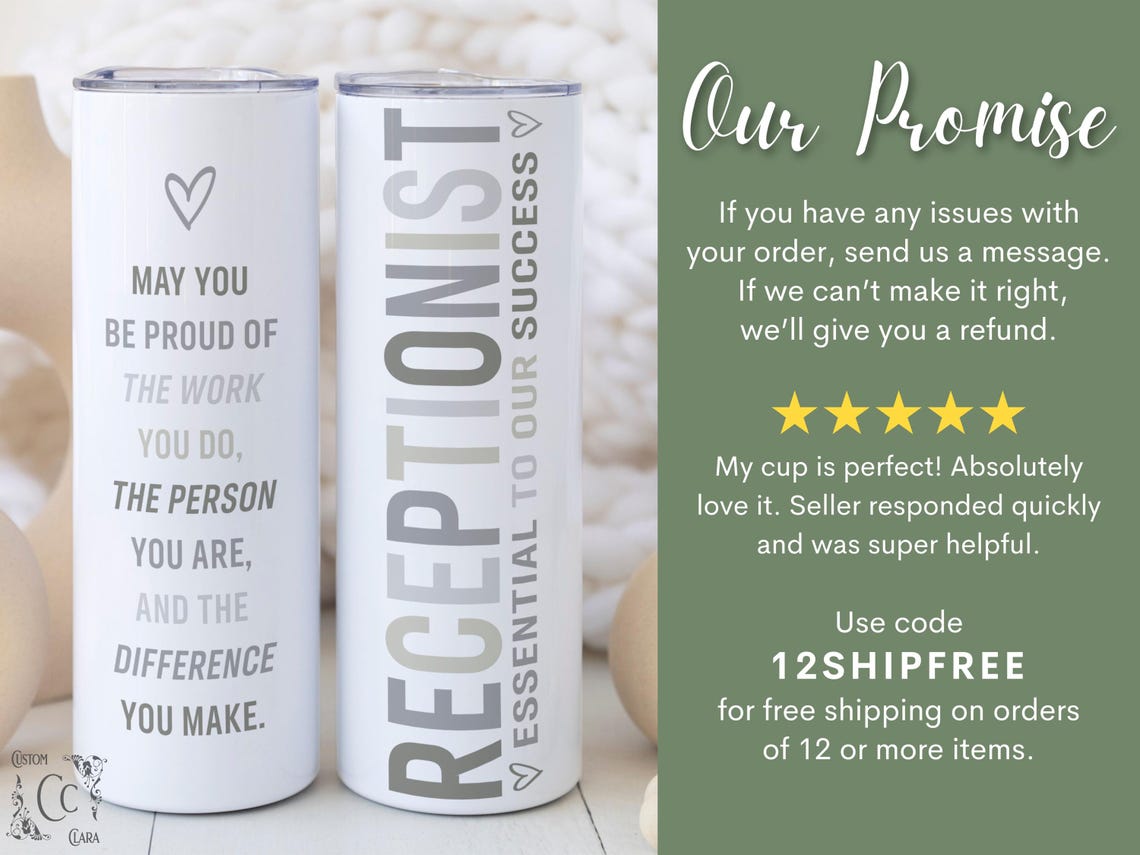 Personalized Receptionist Tumbler, National Receptionist Day Gift ...