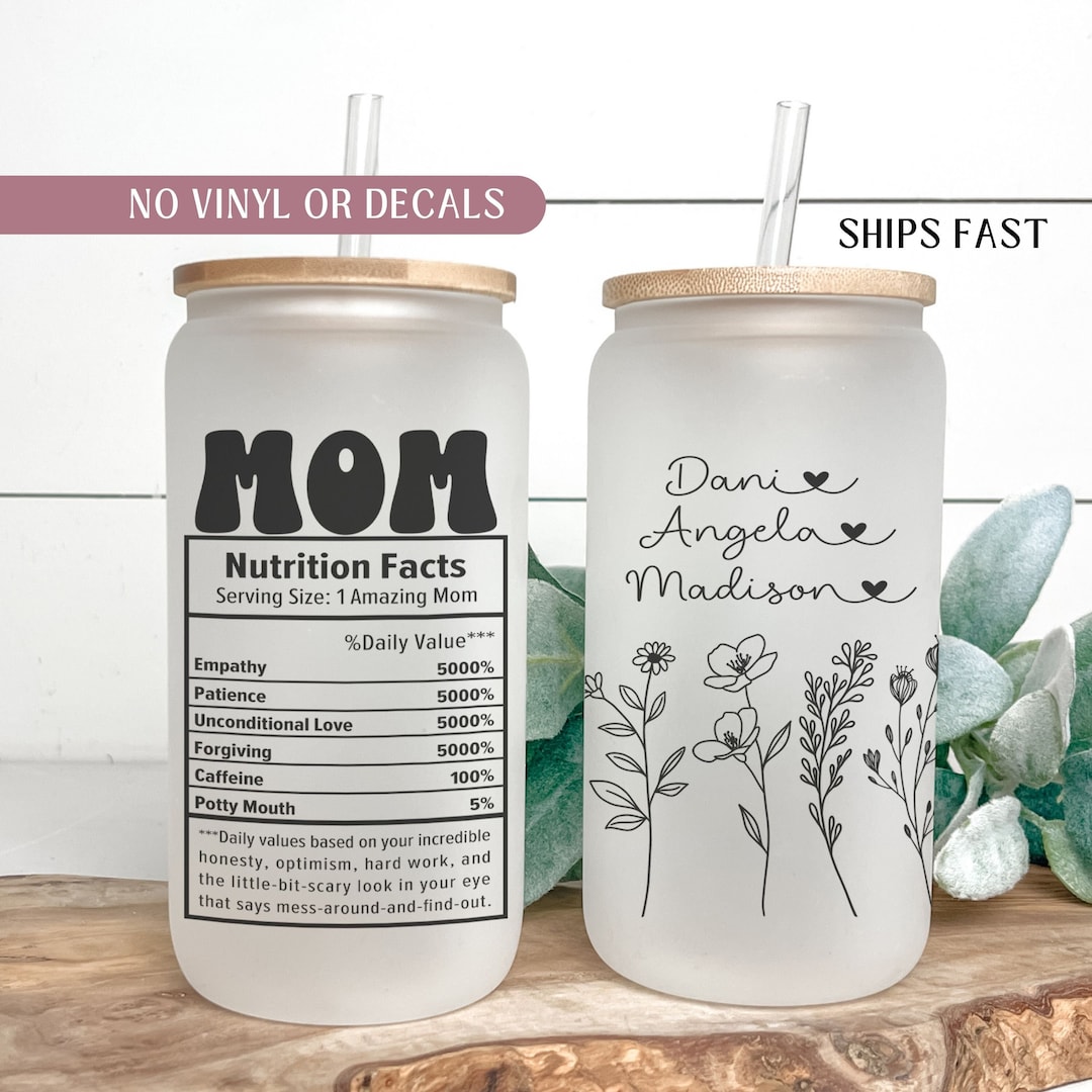 Mom Nutrition Facts Iced Coffee Cup, Mom Nutrition Facts Glass Can, Mom ...