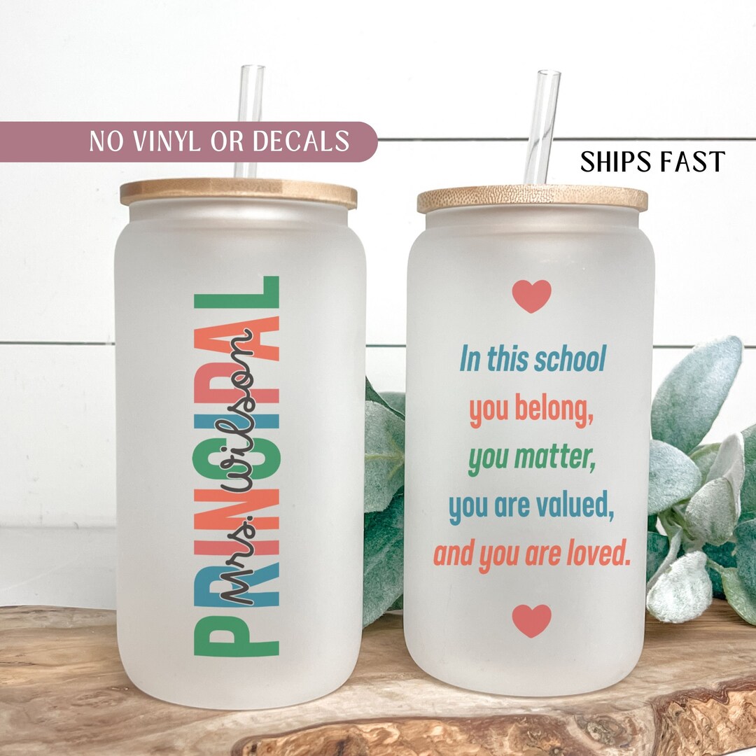 Personalized Principal Iced Coffee Cup, Principal Glass Tumbler, School ...