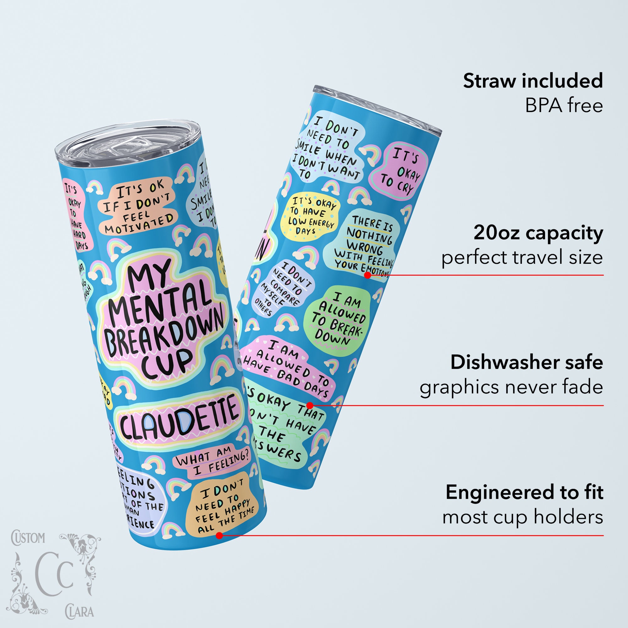 My Mental Breakdown Cup, Daily Affirmations Tumbler, Self Love Cup ...