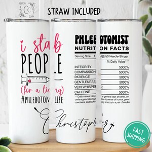 Personalized Phlebotomist Tumbler Gift for Lab Week Phlebotomy Travel ...