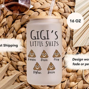 Mom's Little Shits Emoji Gift, Mom's Little Shits Glass Tumbler, Funny ...