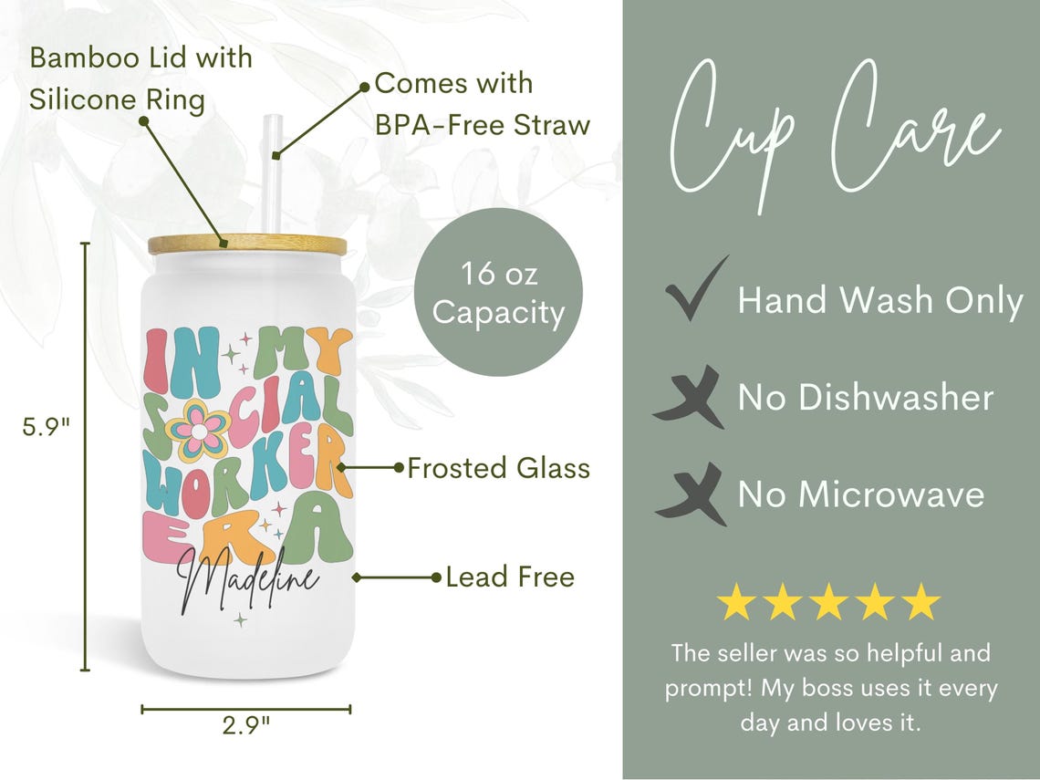 Personalized Social Worker Glass Tumbler, in My Social Worker Era Glass ...