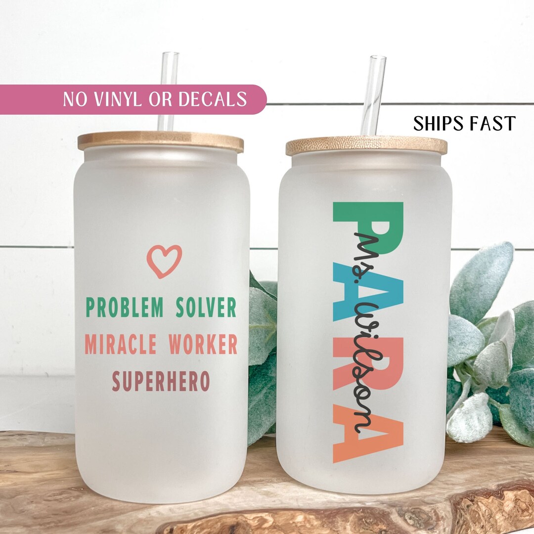 Personalized Para Iced Coffee Cup, Paraprofessional Glass Cup ...