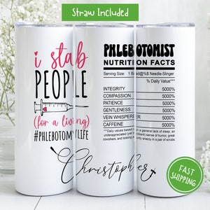 Personalized Phlebotomist Tumbler Gift for Lab Week Phlebotomy Travel ...