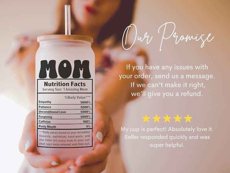 Mom Nutrition Facts Iced Coffee Cup, Mom Nutrition Facts Glass Can, Mom ...