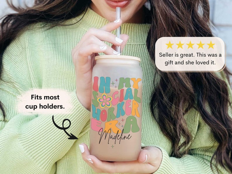 Personalized Social Worker Glass Tumbler, in My Social Worker Era Glass ...