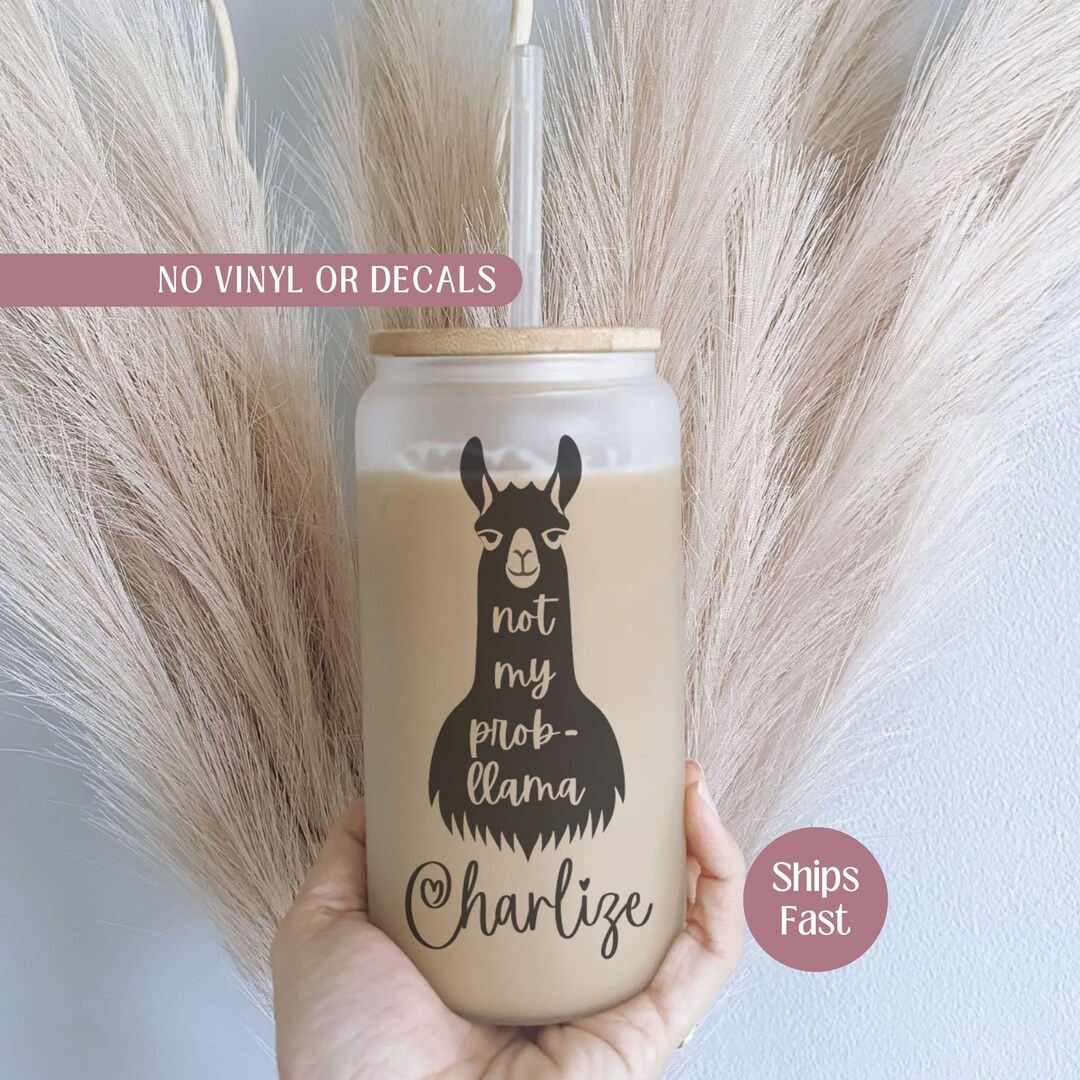 Personalized Llama Glass Tumbler, Llama Glass Cup, Llama Lover Gift ...