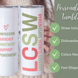 Personalized LCSW Tumbler, LCSW Gifts for Social Worker, Licensed ...