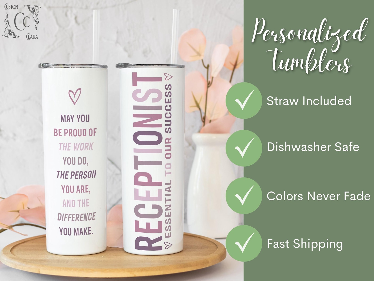 Personalized Receptionist Tumbler, National Receptionist Day Gift ...