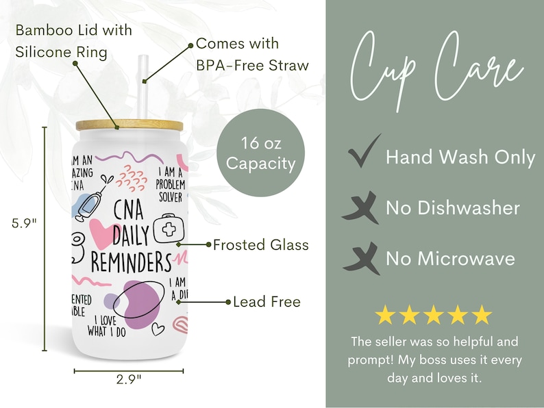 Certified Nursing Assistant Daily Reminders Iced Coffee Cup ...