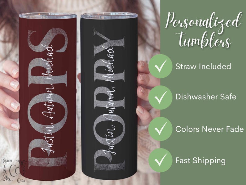 Personalized Grandpa Tumbler With Grandkid Names, Custom Grandpa Gift ...