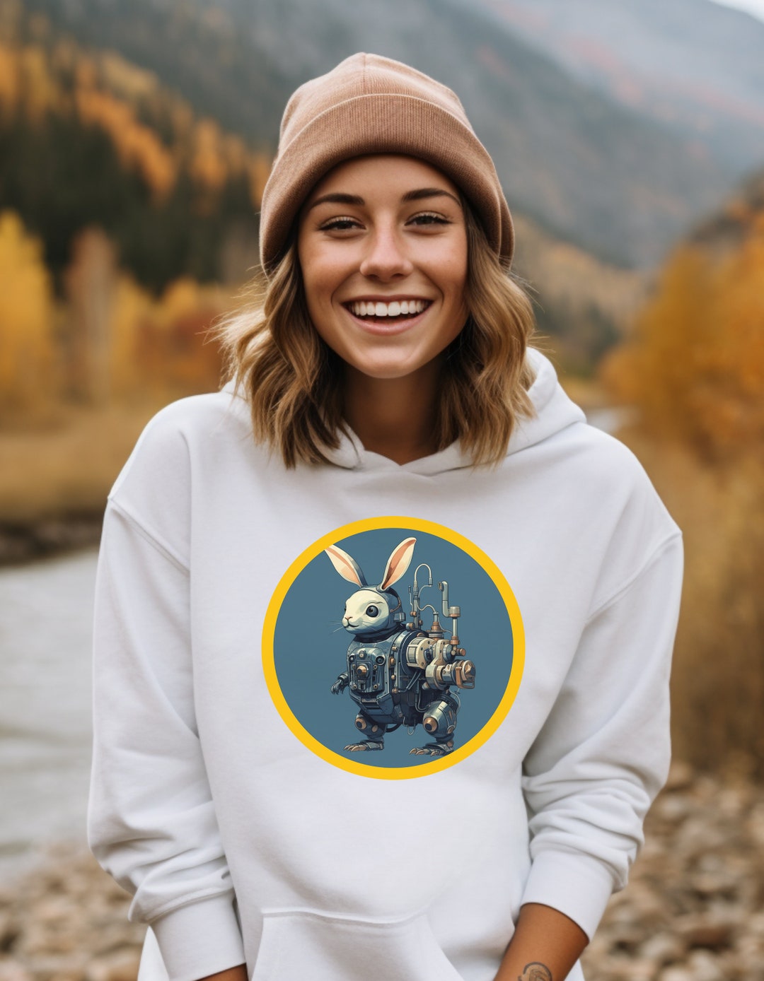 Robot Bunny Hoodie Rabbit Shirt With Mechanical Parts Sweat - Etsy