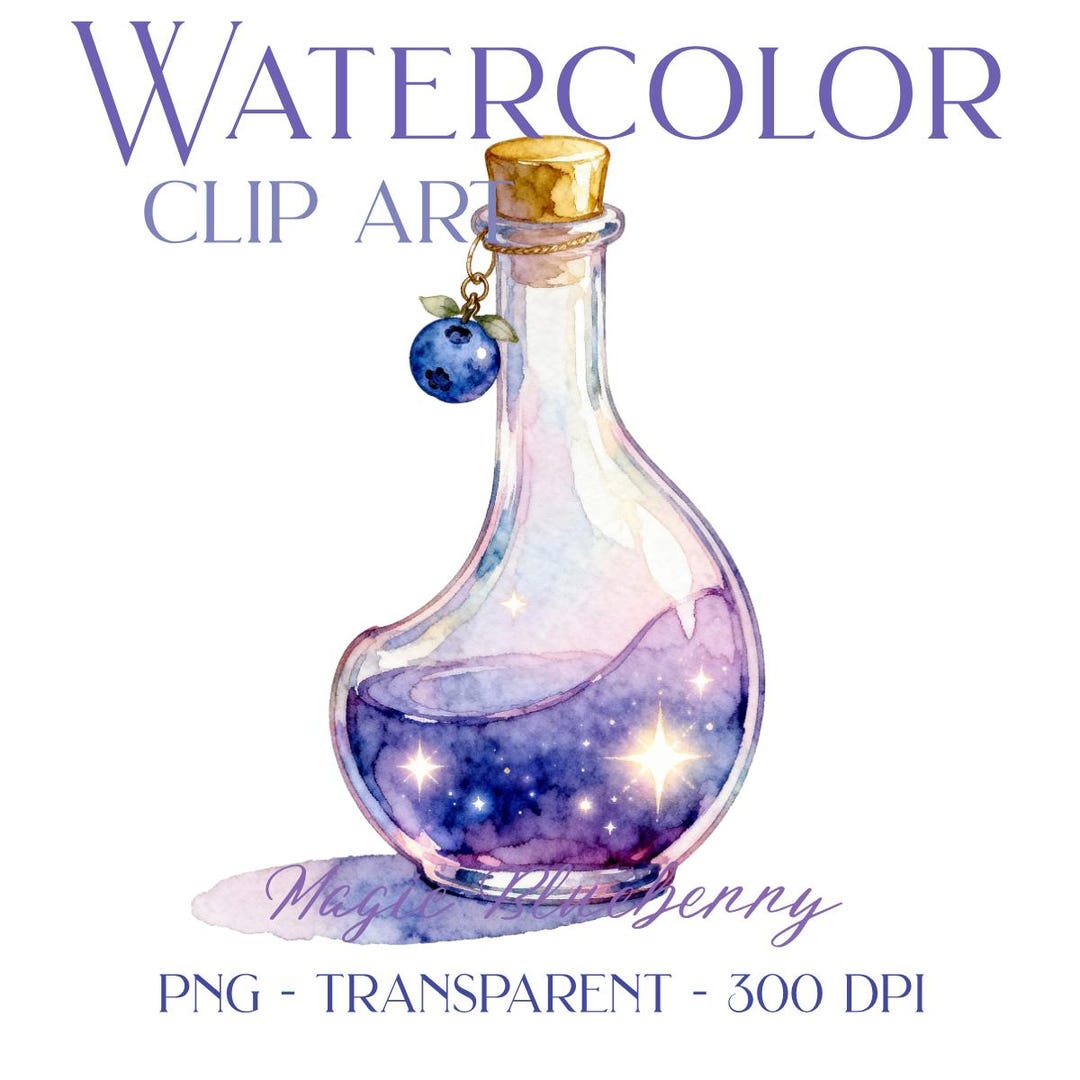 Watercolor - Magic Blueberry Clip Art - PNG - Transparent Background ...