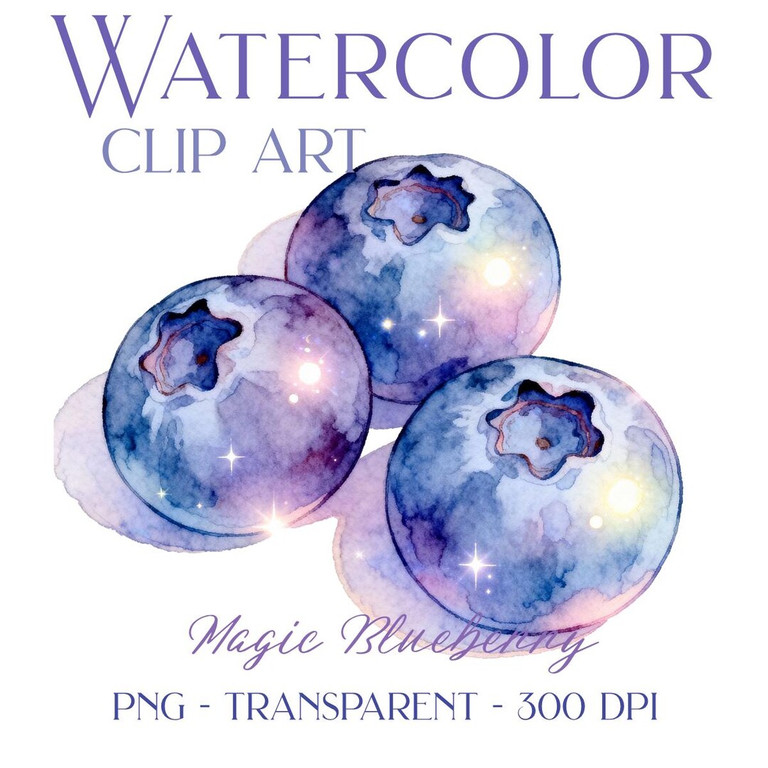 Watercolor - Magic Blueberry Clip Art - PNG - Transparent Background ...