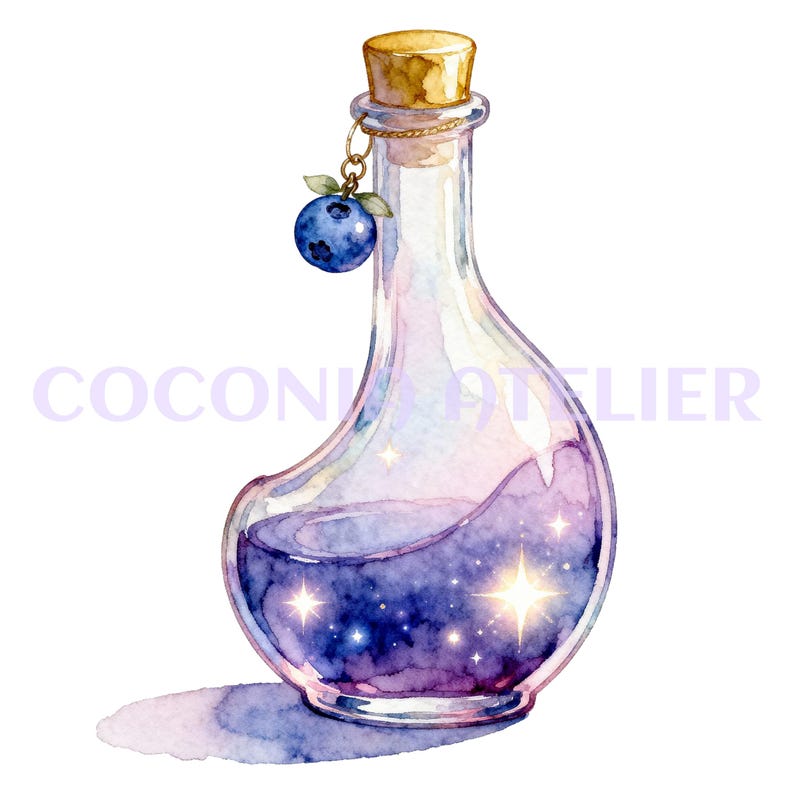 Watercolor - Magic Blueberry Clip Art - PNG - Transparent Background ...