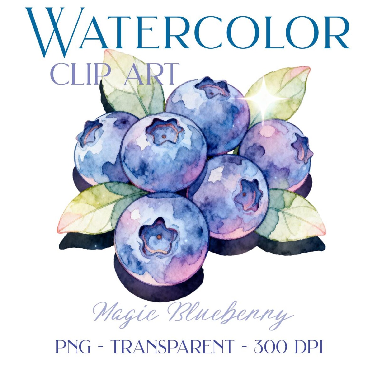 Watercolor - Magic Blueberry Clip Art - PNG - Transparent Background ...