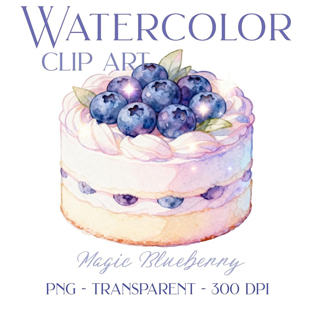 Watercolor - Magic Blueberry Clip Art - PNG - Transparent Background ...