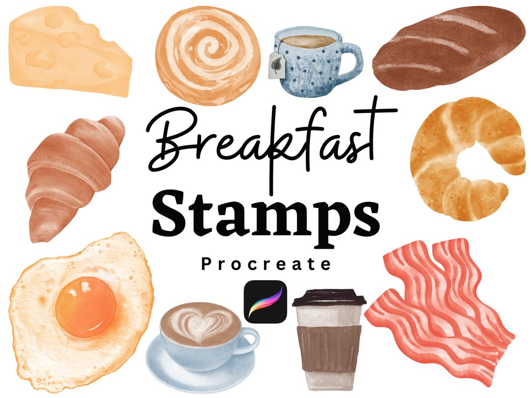 Morning Breakfast Procreate Stamps, Food Illustrations - Etsy