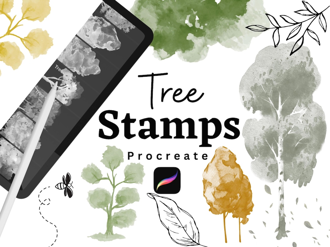 Tree Procreate Watercolor Stamps, Botanical Stamps for Procreate ...