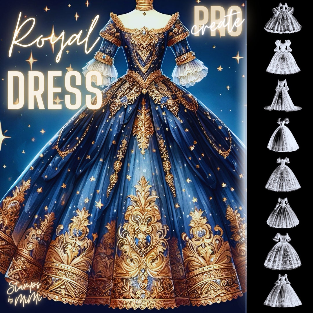 40 Royal Procreate Dress Stamps, Clothes Stamps for Procreate, Fashion Procreate Stamp ...