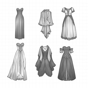 40 Fantasy Procreate Dress Stamps, Procreate Fashion, Procreate Dress, Procreate Doll Cloth ...