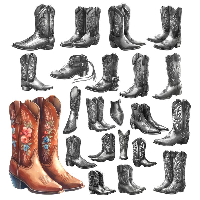 Western Cowboy Boots Procreate Stamps, Procreate Cowboy Boots ...
