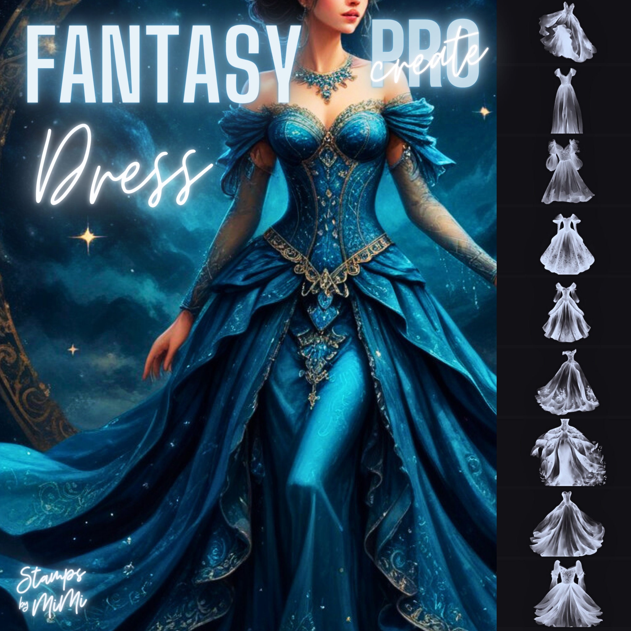 40 Fantasy Procreate Dress Stamps, Procreate Fashion, Procreate Dress ...
