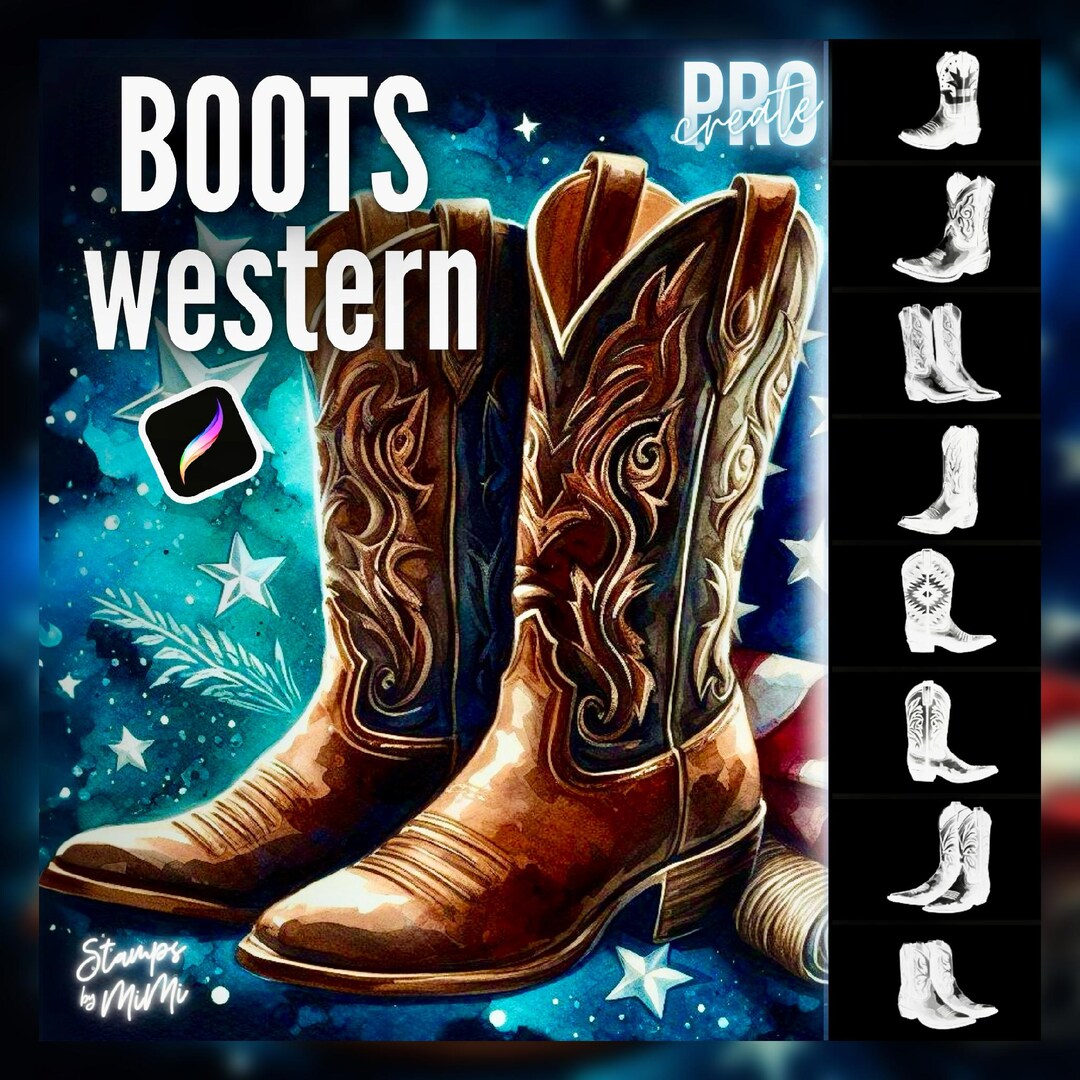 Western Cowboy Boots Procreate Stamps, Procreate Cowboy Boots ...
