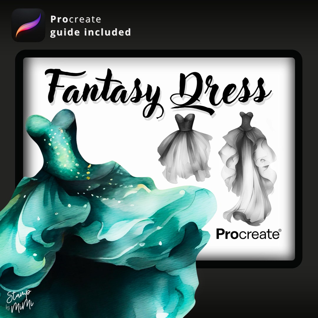 40 Procreate FANTASY Dress,procreate Stamps, Procreate Clothing, Figure ...