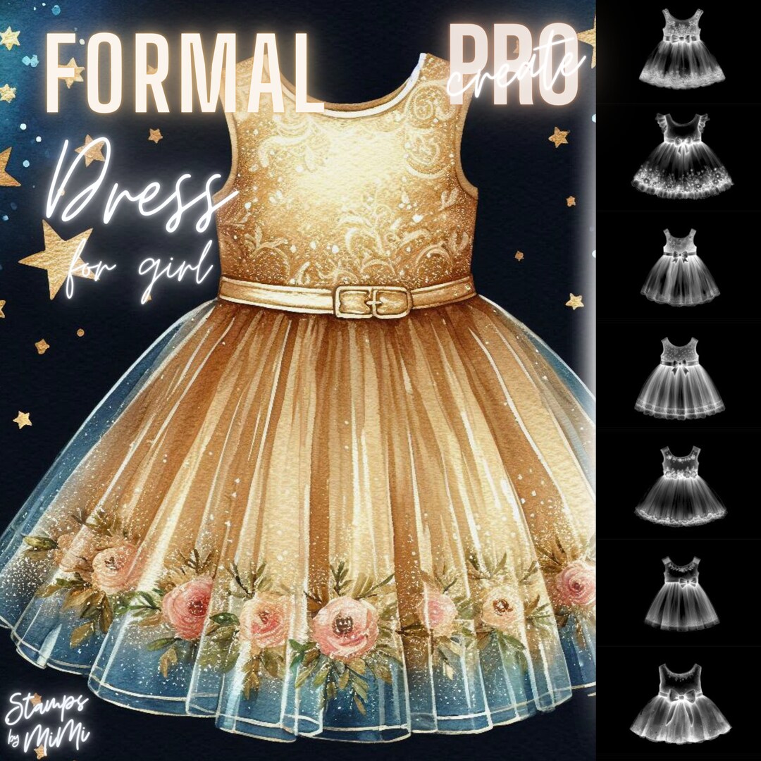 Formal Girl Dress Procreate Stamps, Clothes Stamps for Procreate ...