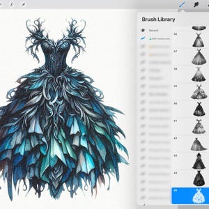 45 Fantasy Dress Procreate Stamps – Watercolor Fashion Clipart, Instant ...