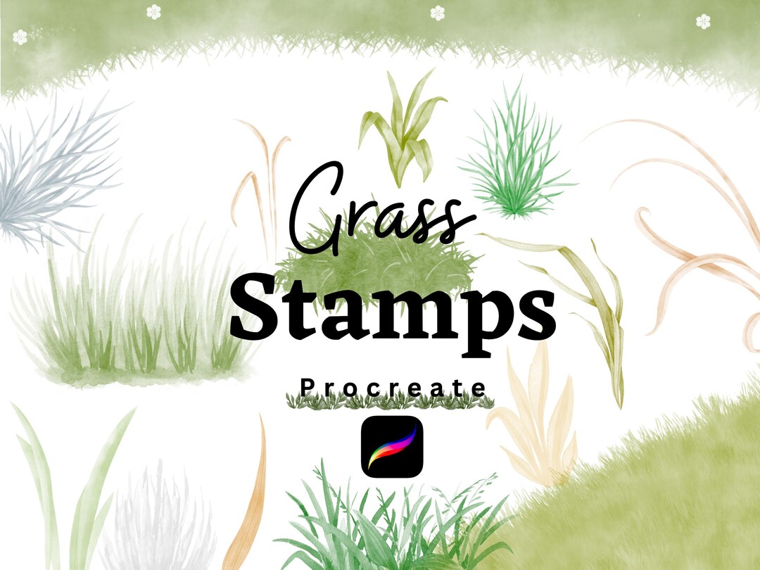 Watercolor Grass Procreate Stamps, Digital Art Brushes (commercial Use ...